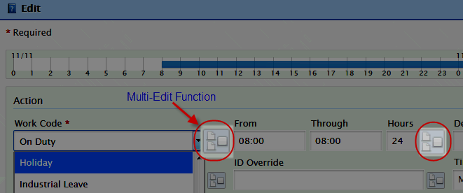Multi-Edit Work Codes on the Roster